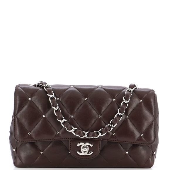 CHANEL | Bags | Chanel Classic Single Flap Bag Studded Quilted Lambskin ...